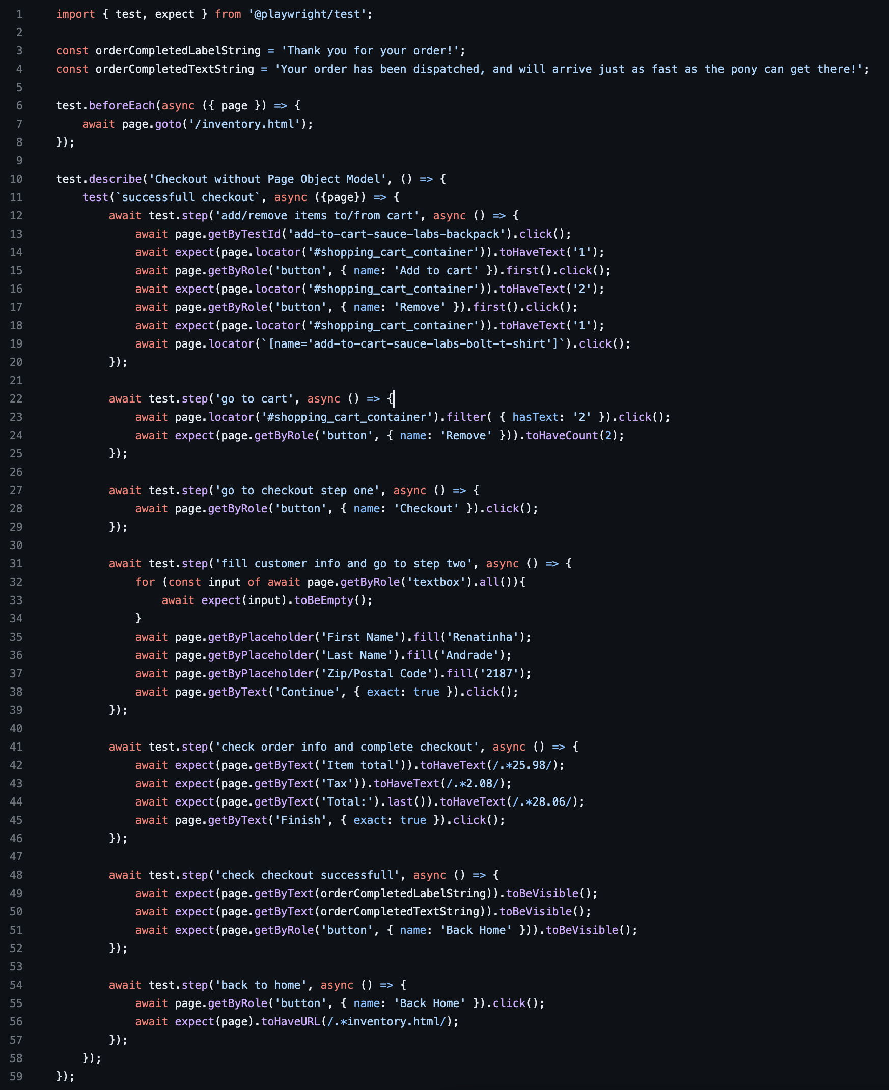 Playwright e Page Object Model (POM) – Testing with Renata